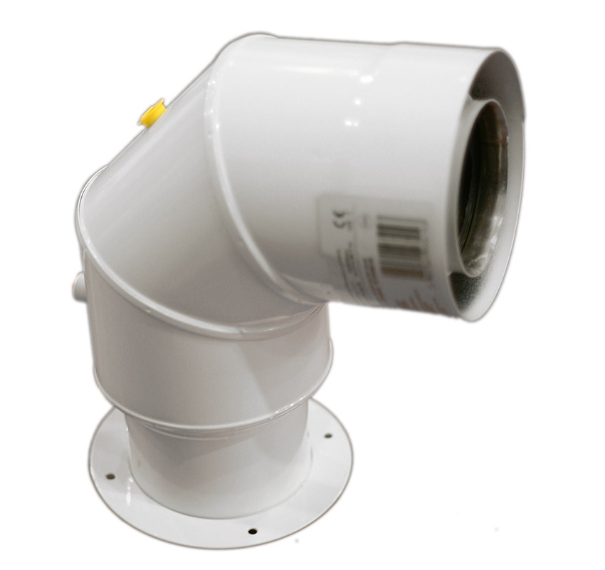 Adapter Saunier Duval 60/100 - 80/125 kolankowy 90° z redukcją i odskraplaczem :: Adamus ...